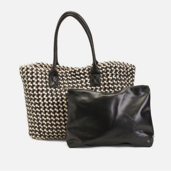 Sincerly Jules | Bags | Sincerely Jules Stylish Black And White Woven ...